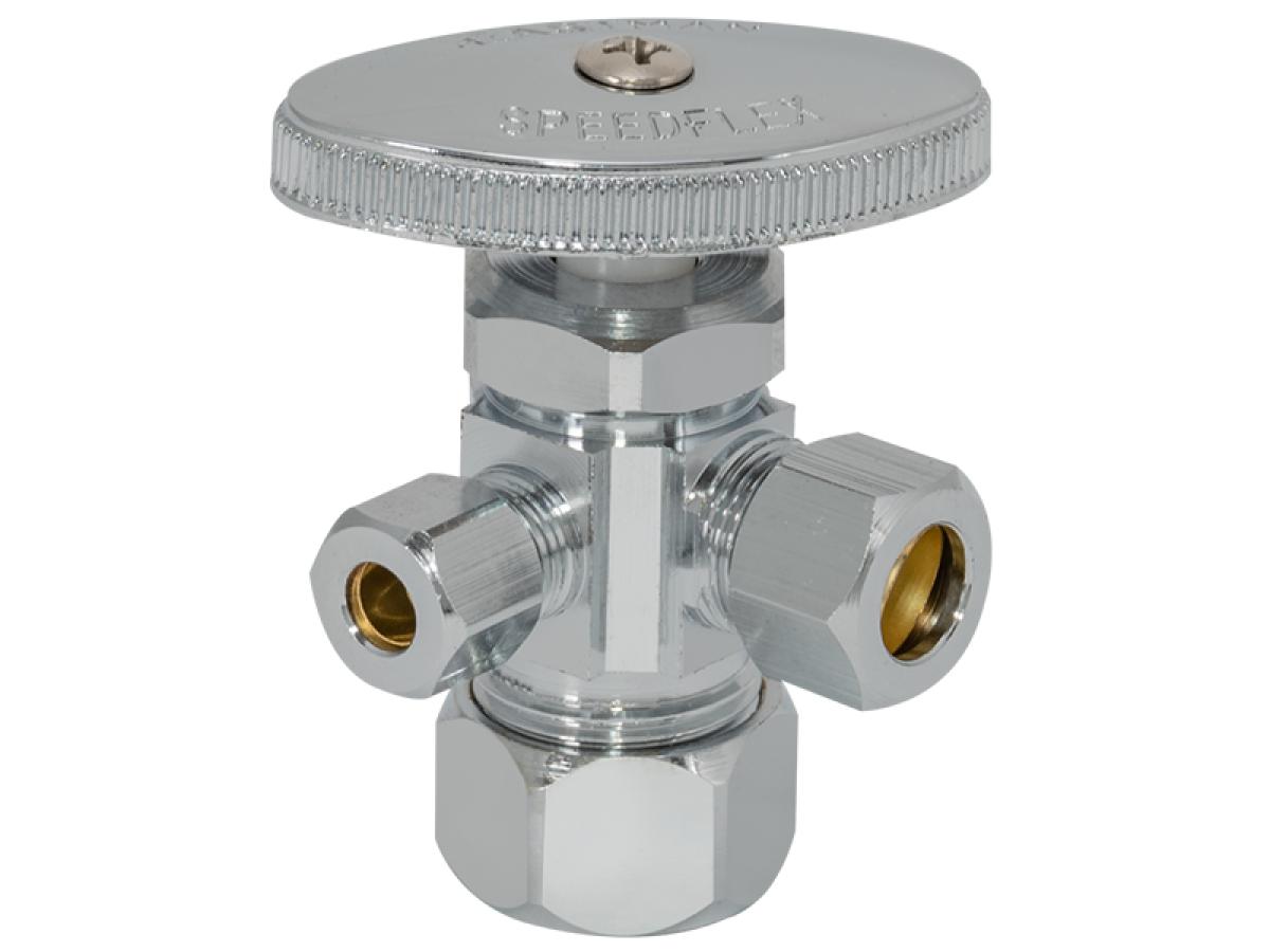 SpeedFlex™ Multi-Turn Dual Outlet Stop Valve (Rough Brass) | Eastman
