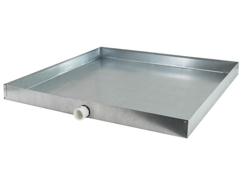 Square Galvanized Water Heater Pan with PVC Fittings | Eastman